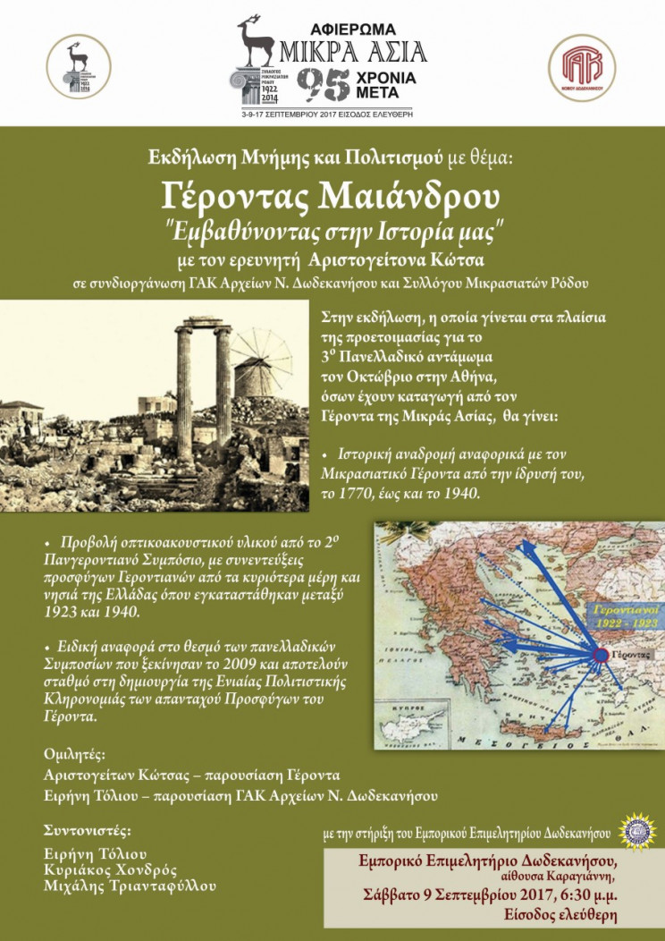 Εκδήλωση Μνήμης και Πολιτισμού με θέμα: Γέροντας Μαιάνδρου ...