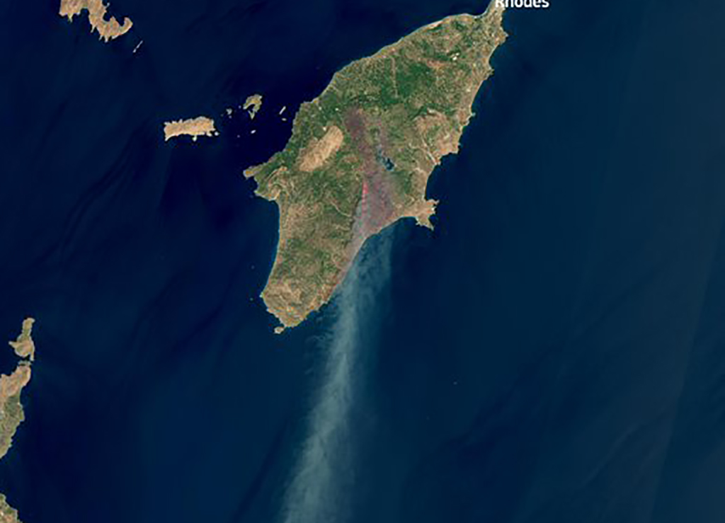 Φωτιά στη Ρόδο: Συγκλονιστική φωτογραφία δορυφόρου - Δημοκρατική της Ρόδου